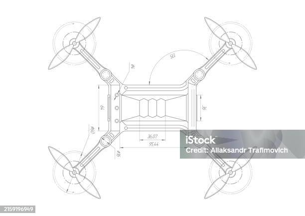 Aircraft Technical Drawingflying Robot Outlinedrone Technological ... Aircraft Technical Drawingflying Robot Outlinedrone Technological ...