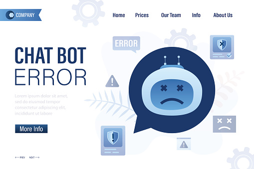 Chatbot Error Landing Page Template Voice Assistant Chat Bot Artificial