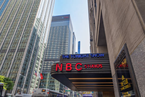 Free Stock Photo of Iconic NBC Studios sign at night with bright lights ...