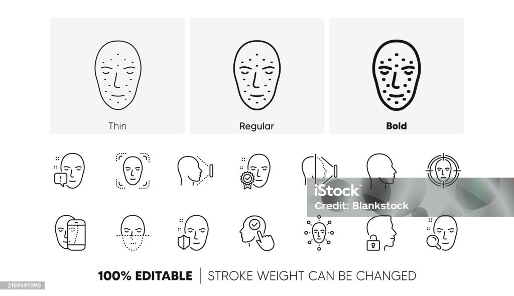 Face Recognize Line Icons Biometrics Detection Face Id And Scanning ... Face Recognize Line Icons Biometrics Detection Face Id And Scanning ...
