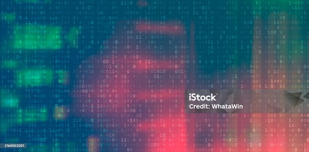 Digital Binary Code On Dark Red Background Data Breach Stock