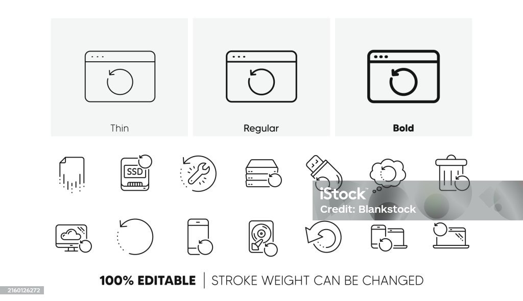 Recovery Line Icons Backup Restore Data And Recover File Linear Set ... Recovery Line Icons Backup Restore Data And Recover File Linear Set ...