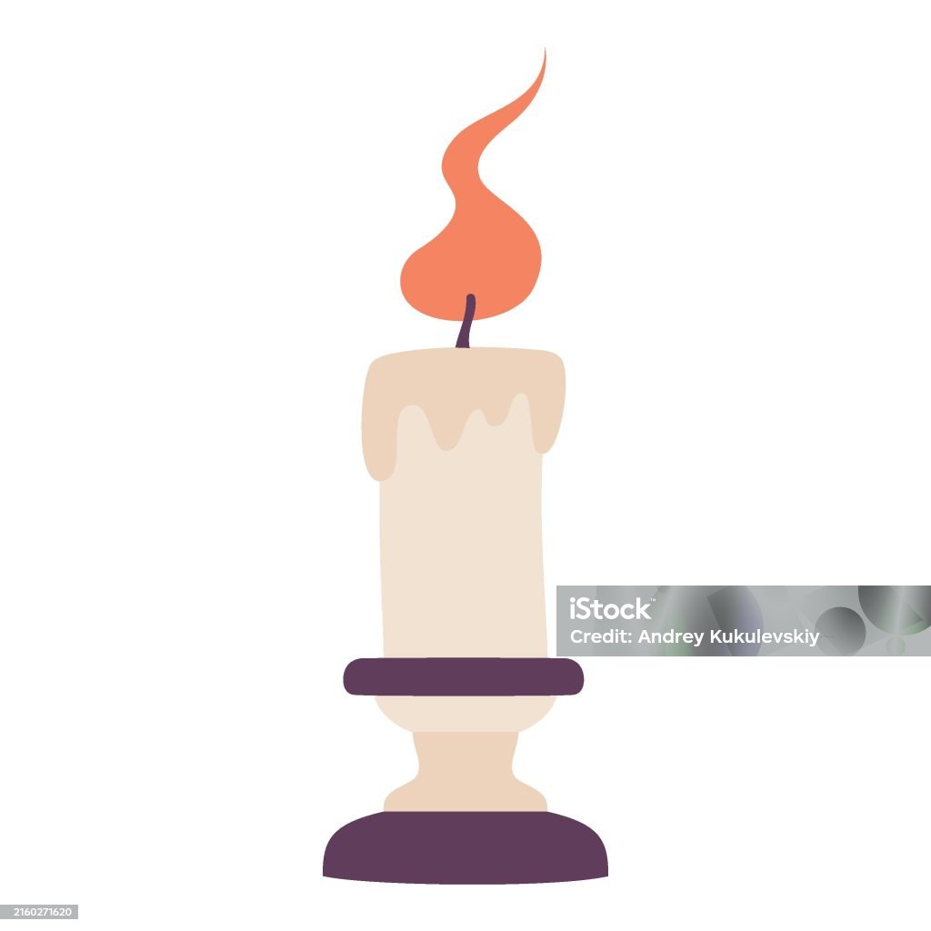 Candle Burning In A Candlestick Vector Illustration Stock Illustration