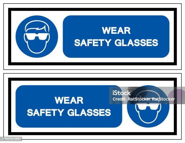 Safety Glasses Must Be Worn Symbol Sign Vector Illustration Isolated On