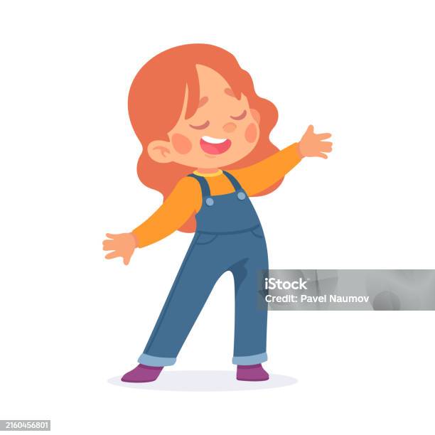 Happy Girl Playing Game Having Fun Vector Illustration Stock Illustration Download Image Now