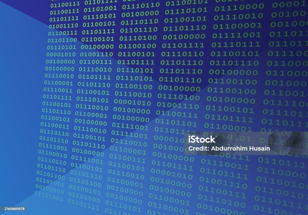 Blue Gradation Digital Background With Random Binary Code Cyber Space Concept Stock Illustration