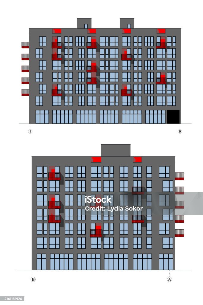 Vector Architectural Project Of A Multistory Building Stock