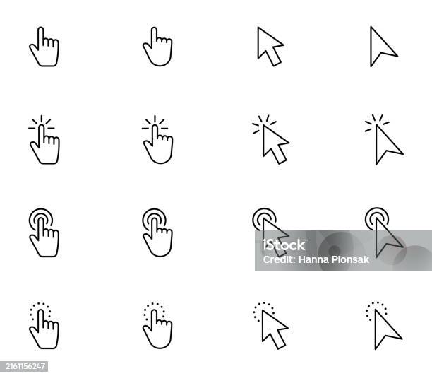 Hand Pointer Icons Pointer Click Cursor Arrow Icon Clicking Finger Computer Mouse Click Vector