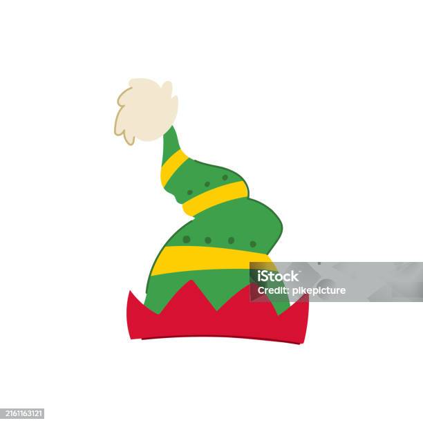 Cap Elf Santa Hat Cartoon Vector Illustration Stock Illustration