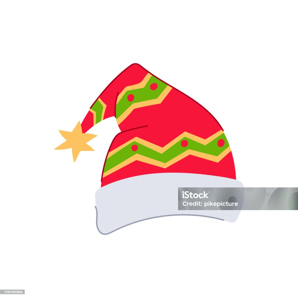 Xmas Elf Santa Hat Cartoon Vector Illustration Stock Illustration