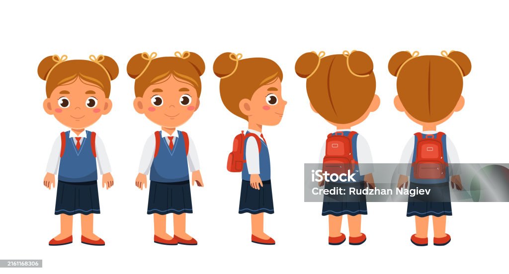 Ilustración de Conjunto De Constructor De Colegiala Niña Con Uniforme ... Ilustración de Conjunto De Constructor De Colegiala Niña Con Uniforme ...