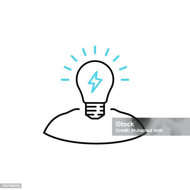 Outline Human And Idea Lamp Creative Thinking Icon Vector New Bright ... Outline Human And Idea Lamp Creative Thinking Icon Vector New Bright ...