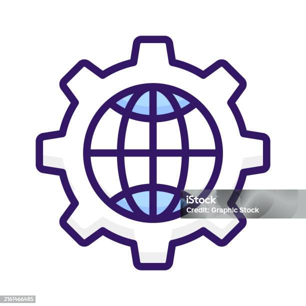 World Globe Inside Cogwheel Denoting Concept Icon Of Global Setting ... World Globe Inside Cogwheel Denoting Concept Icon Of Global Setting ...