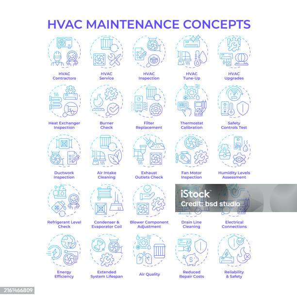 Hvac Maintenance Blue Gradient Concept Icons Stock Illustration ... Hvac Maintenance Blue Gradient Concept Icons Stock Illustration ...