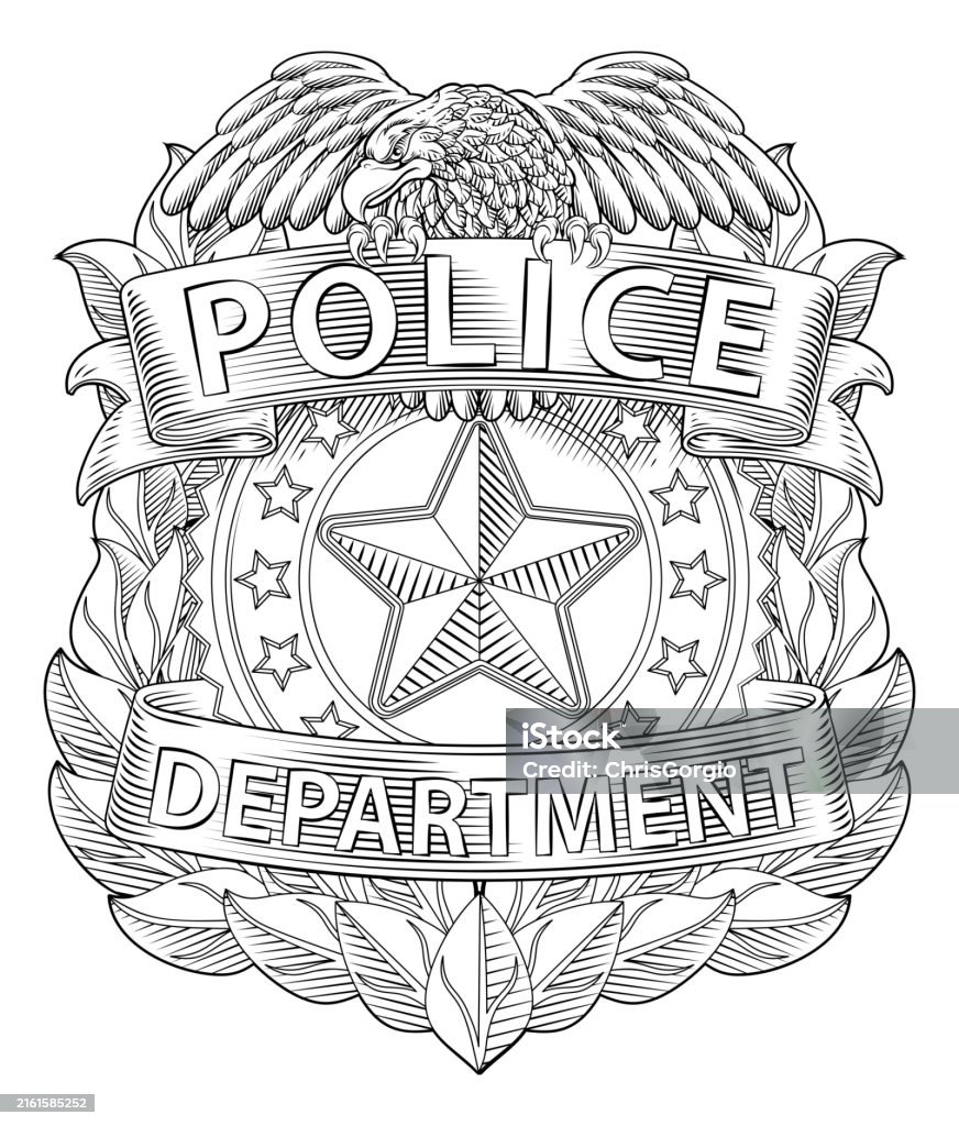 Police Badge Shield Star Sheriff Cop Crest Symbol Stock Illustration