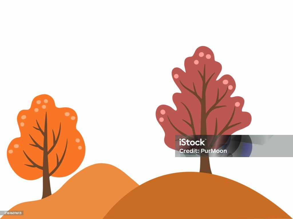 Vintage Autumn Tree Background Illustration Yellow Autumn Tree Background Illustration Brown