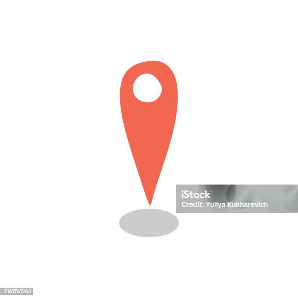 Red Pin Point Icon Flat Sign Map Location Pointer Symbol Isolated On