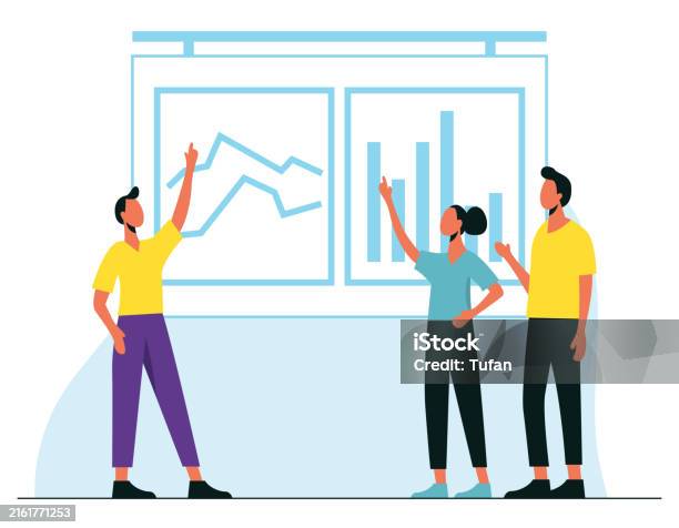 Ilustrasi Kolaborasi Tim Analisis Data Presentasi Bisnis Diskusi Proyek