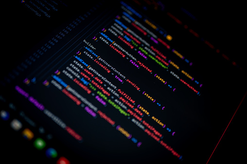 Javascript Programming Language Code In Text Editor Prevent Hacks In Internet Security Stock