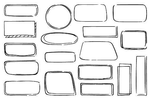 Set Of Hand Drawn Frames Shape Of Various Doodles Draw A Square Text ... Set Of Hand Drawn Frames Shape Of Various Doodles Draw A Square Text ...