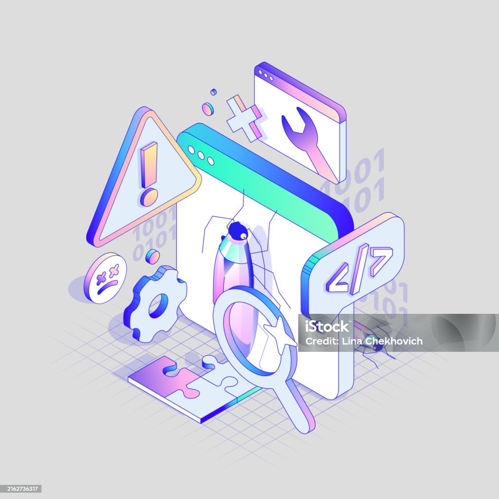 Programmer Bug Fixing Concept Real 3d Volumetric Beetle System Errors