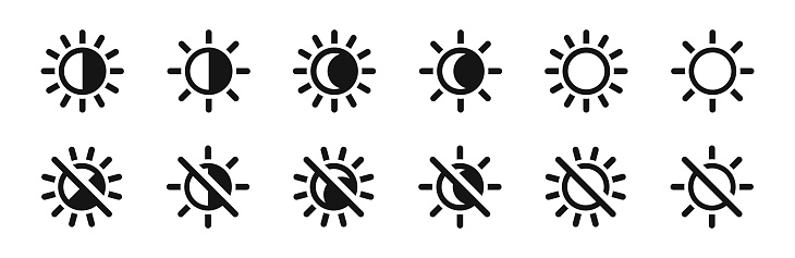 Screen Brightness And Contrast Level Settings Brightness Control Icons ... Screen Brightness And Contrast Level Settings Brightness Control Icons ...