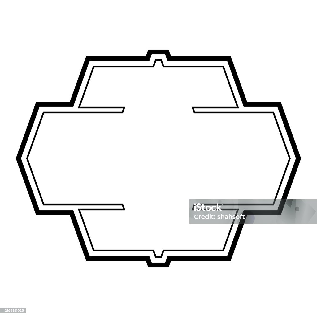 Desain Bingkai Islami Garis Ganda Siluet Stroke Hitam Desain Simbol Piktogram Ilustrasi Visual