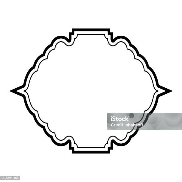Desain Bingkai Islami Garis Ganda Siluet Stroke Hitam Desain Simbol Piktogram Ilustrasi Visual