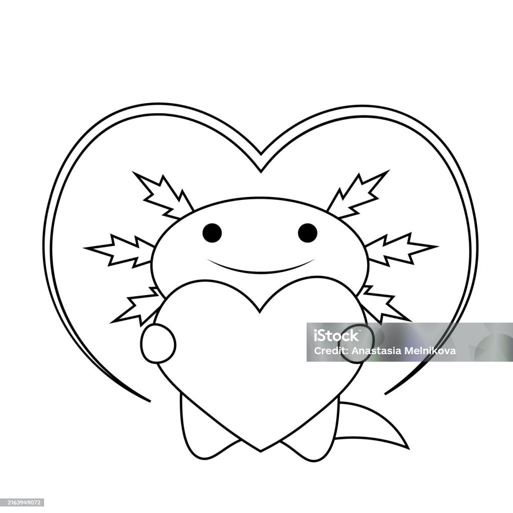 Ilustración de Lindo Ajolote De Dibujos Animados Con Corazón En Blanco ... Ilustración de Lindo Ajolote De Dibujos Animados Con Corazón En Blanco ...