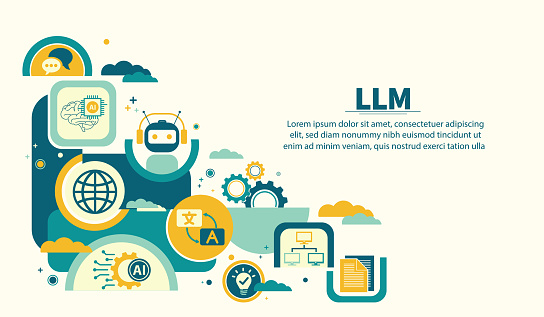 Ilustración de El Concepto De Llm Modelo De Lenguaje Grande De Ia Con ... Ilustración de El Concepto De Llm Modelo De Lenguaje Grande De Ia Con ...
