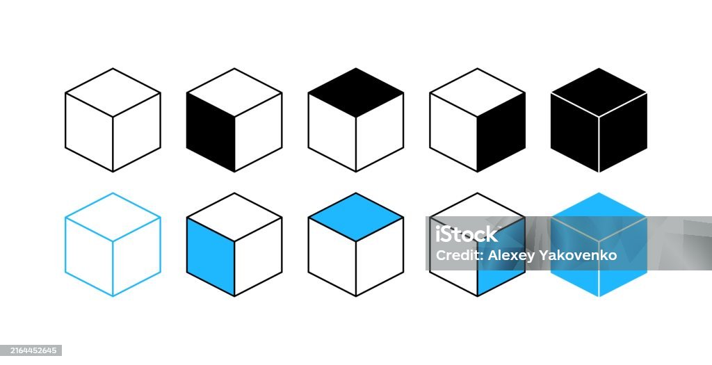 Cube Icon Set3d Cube Icon Set Flat Style Vector Icons Stock