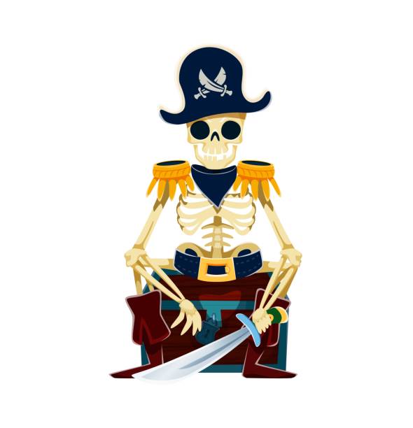 380 Pirate Skeleton With Treasures And Sword Stock Illustrations Royalty Free Vector Graphics