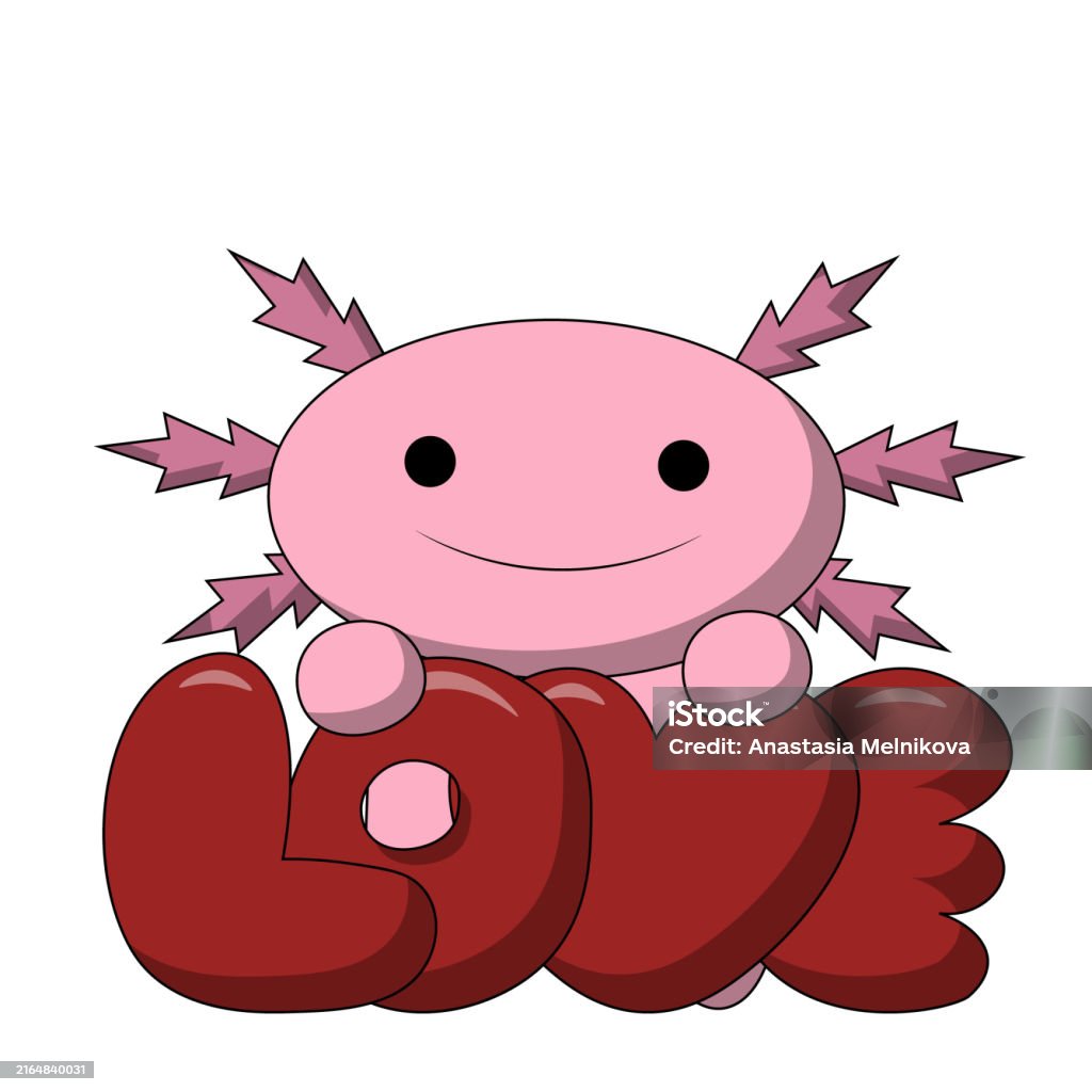 Ilustración de Lindo Ajolote De Dibujos Animados Con La Palabra Amor En ... Ilustración de Lindo Ajolote De Dibujos Animados Con La Palabra Amor En ...