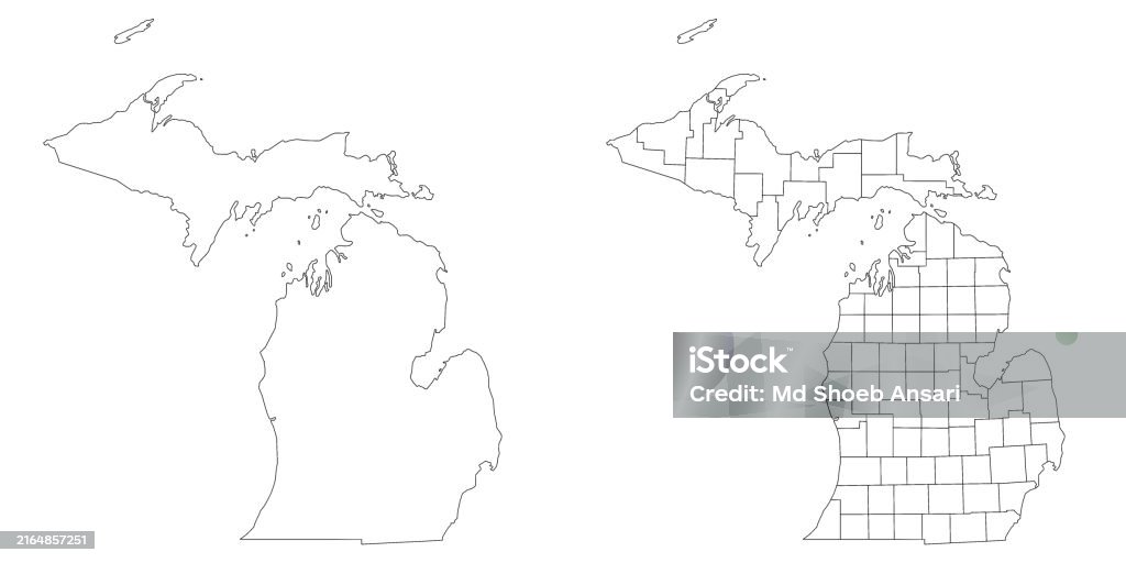 Michigan Administrative Map Michigan Outline And Counties State Map Set ... Michigan Administrative Map Michigan Outline And Counties State Map Set ...
