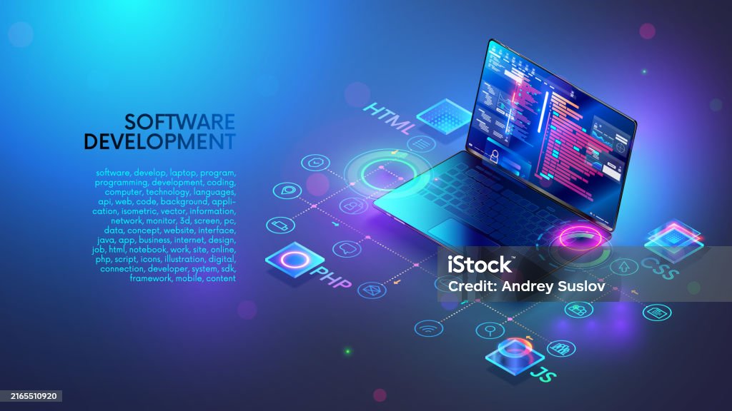Software Web Development Programming Concept Programming Languages Program Code On Screen Laptop
