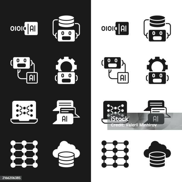 Set Robot Setting Artificial Intelligence Robot Binary Code Neural Network Chat Cloud Database