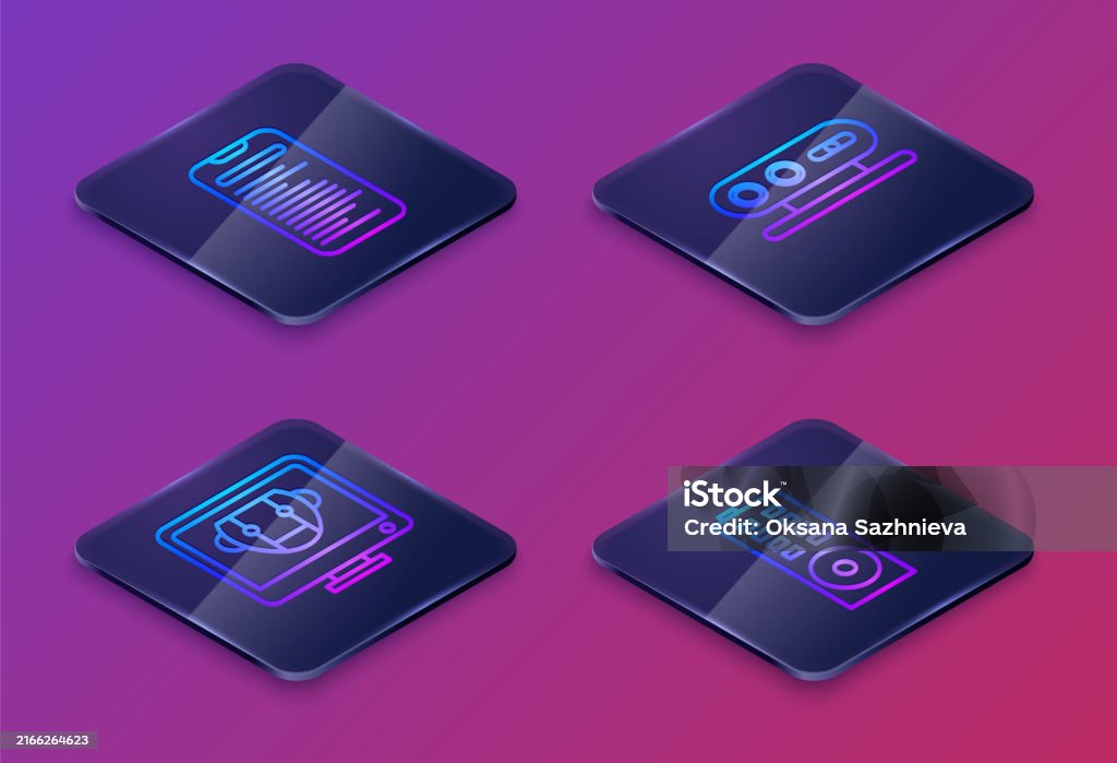 Set Isometric Line Computer Api Interface Bot 3d Scanning System And ... Set Isometric Line Computer Api Interface Bot 3d Scanning System And ...
