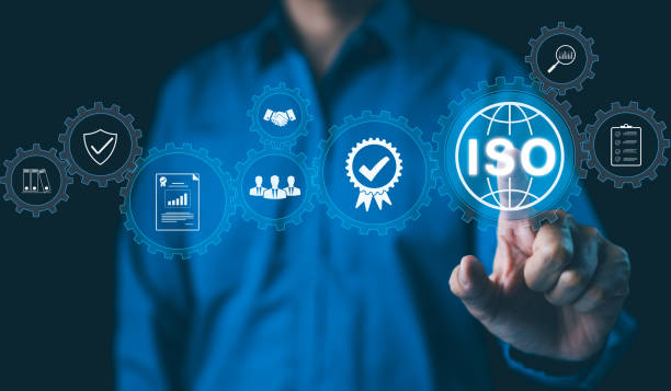 ISO Certification Concept. Businessman touch representation of ISO ...