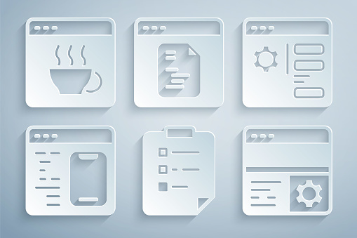 Set Clipboard With Checklist Browser Setting Software Debugging And Icon Vector Stock