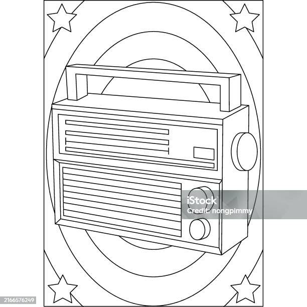Radio Retro Technology Coloring Book Page Stock Illustration Download