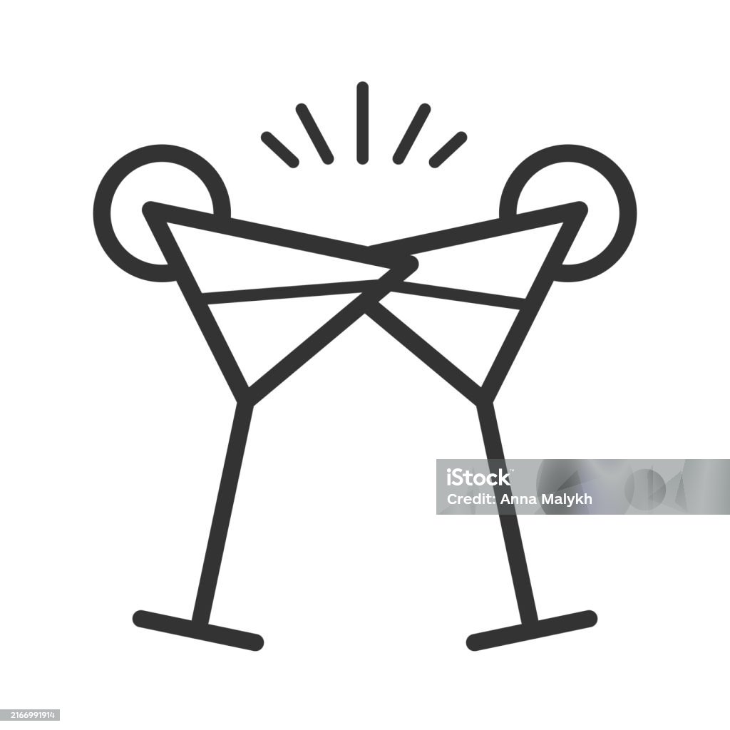 Cocktail Glasses Iconcheers Symbolcelebration Pictogramparty Invitation Sign For Greeting Cards