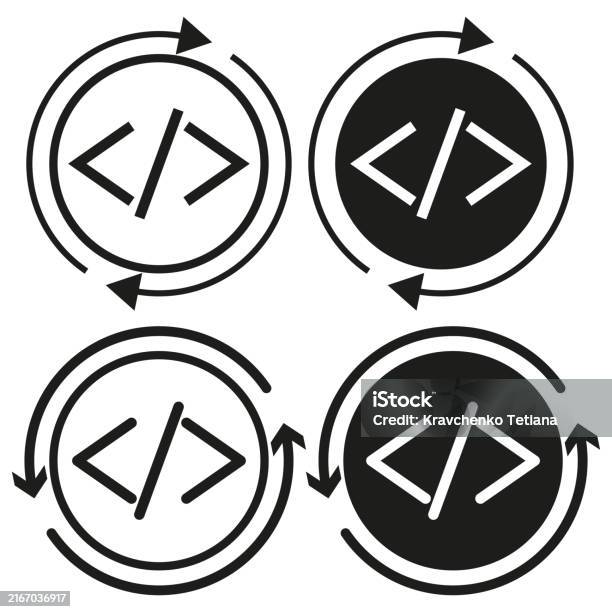 Coding Symbol Icon Programming Arrows Vector Coding Concept Circular ... Coding Symbol Icon Programming Arrows Vector Coding Concept Circular ...