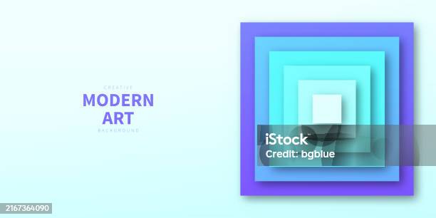 Abstract Design With Squares And Blue Gradients Trendy Background Stock
