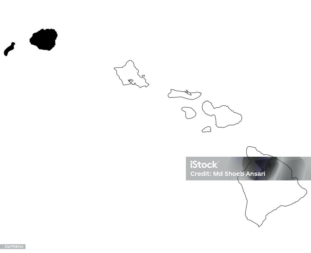 Carte Du Comté De Kauai Dans Létat Dhawaï Sur Fond Blanc Carte Dun Seul
