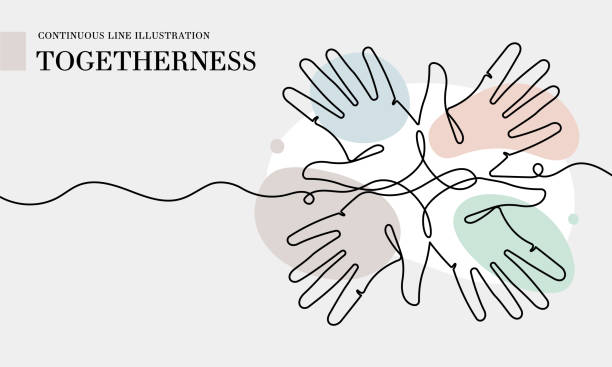 Continuous line drawing together Clipart Vector PNG , SVG, EPS, PSD, AI