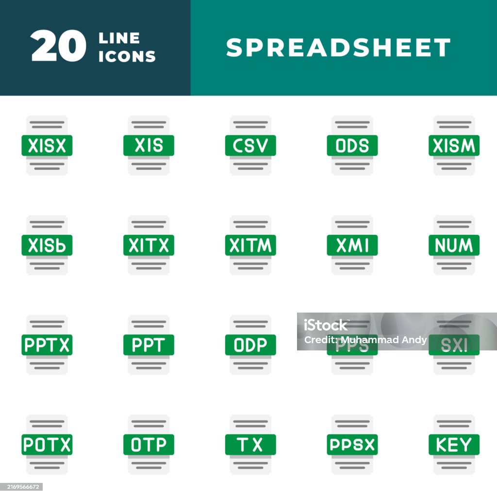 Spreadsheet Document File Type Set Xls Csv Xml And Pps Collection