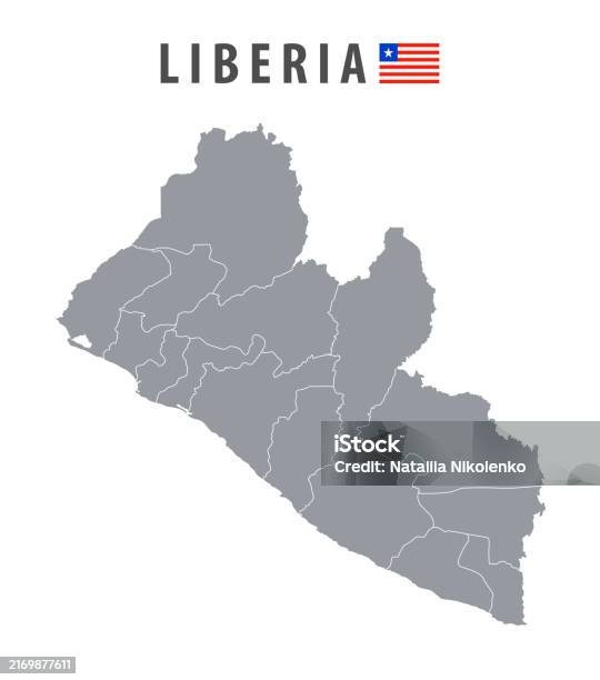 Liberia Detailed Map With Country Regions Stock Illustration Download
