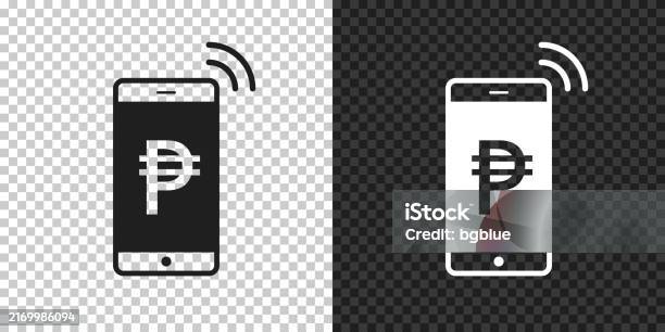 Mobile Payment With Peso Sign Icon For Design On Blank Background Stock
