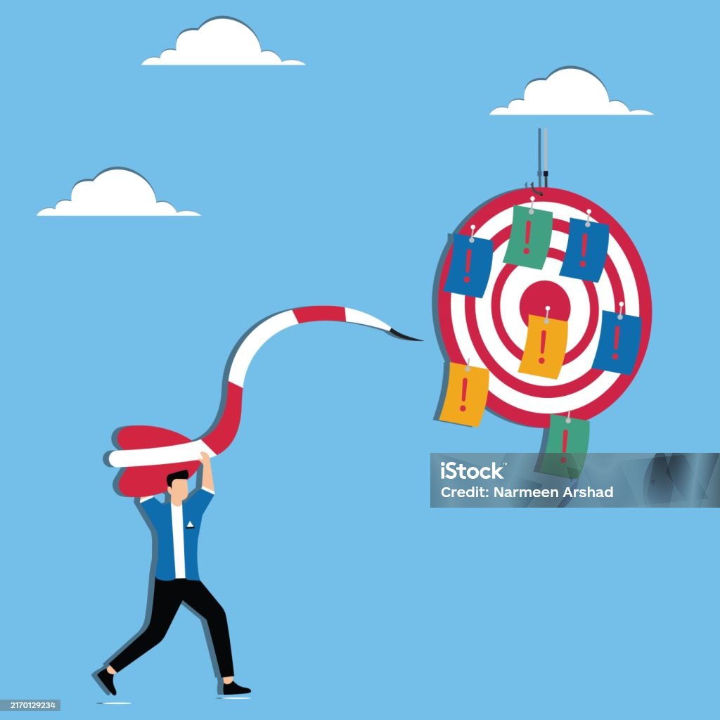 Man Throws Dart At Dart Board With Task Notes Stock Illustration ... Man Throws Dart At Dart Board With Task Notes Stock Illustration ...