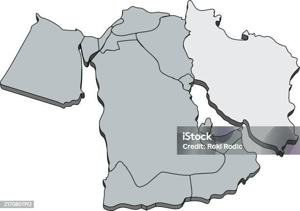 Highlighted Map Of Iran Inside Map Of The Middle East Stock